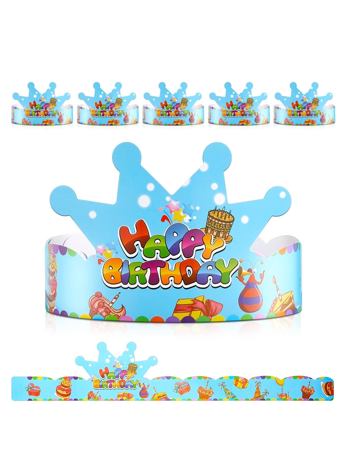 Generic 50 Pcs Birthday Crowns for Kids, Paper Party Hats Colorful ...