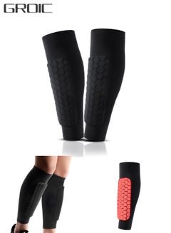 GROIC 2PCS Soccer Shin Guards Padded Calf Compression Sleeves Supports ...