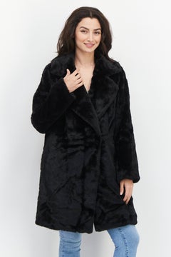 French Connection Women Long Sleeve Faux Fur Coat, Black KSA | Riyadh ...