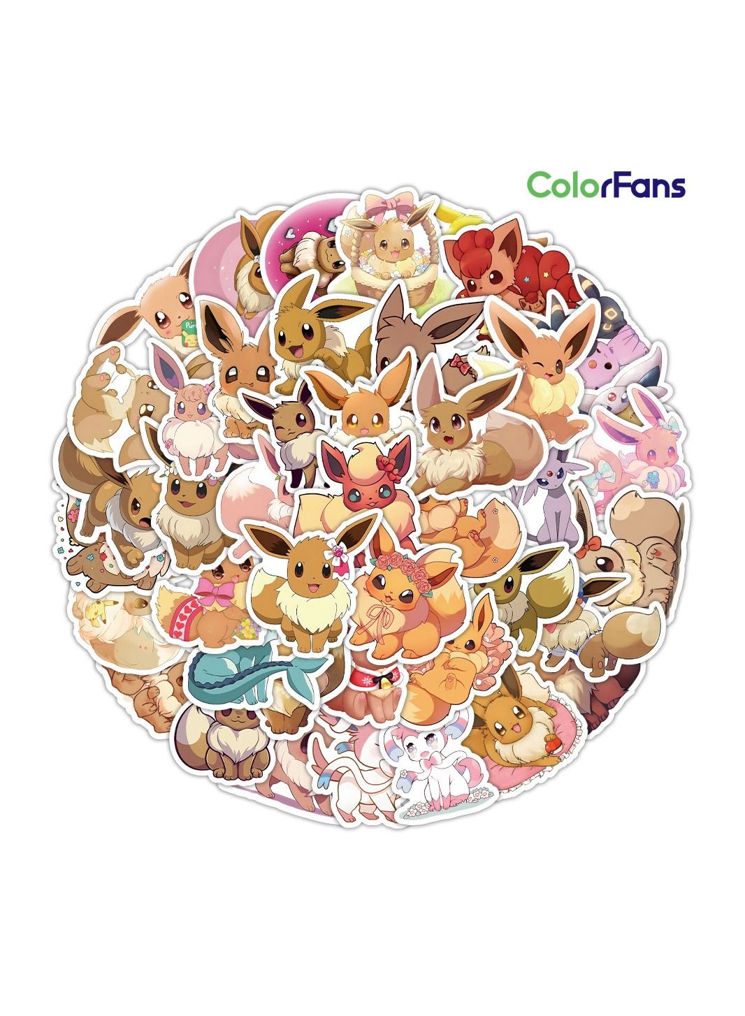 Color Fans 100 Pcs Pokemon Waterproof Stickers Cute Anime Cartoon Vinyl ...