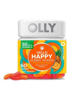 OLLY Hello Happy Gummy Worms, Mood Balance Support, Vitamin D, Saffron ...