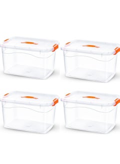 CityRiya-Long Storage Bins 4 Packs Clear Storage Box Stackable Storage ...