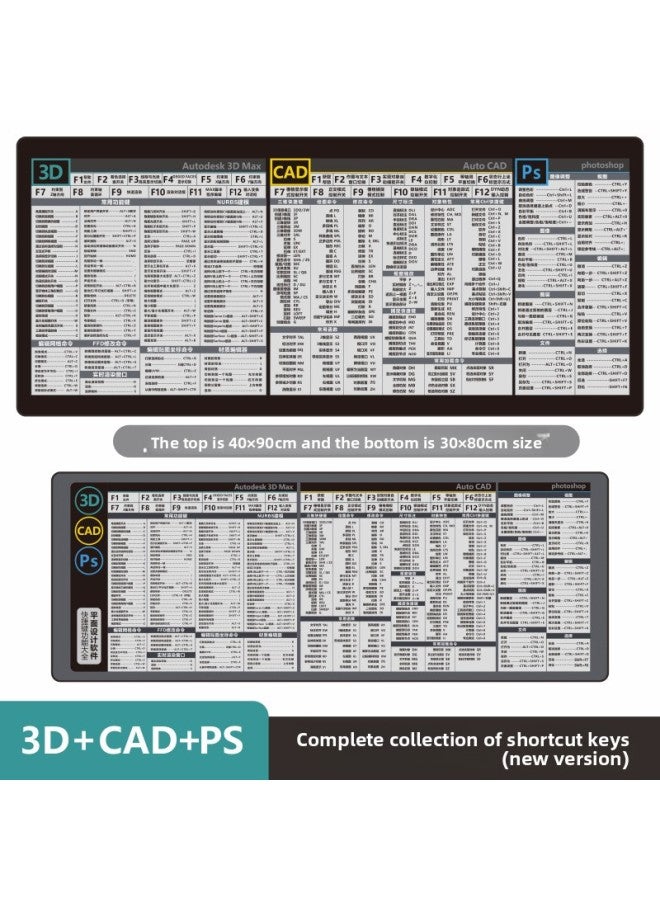 Generic Mouse Pad Extra Large Shortcut Keys Cad Software Excel Function ...