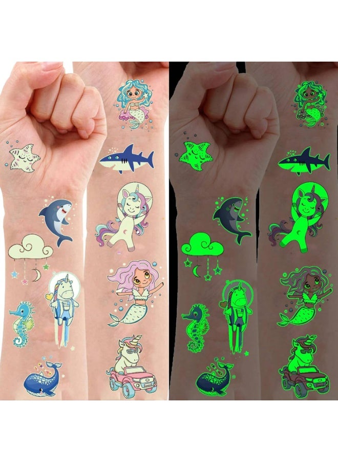 Generic 15 Sheets Luminous Ocean Sea Animals Temporary Tattoos For Kids ...