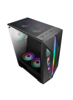 EVESKY Side Transparent ATX Gaming Case with RGB Colorful Light Bar KSA ...