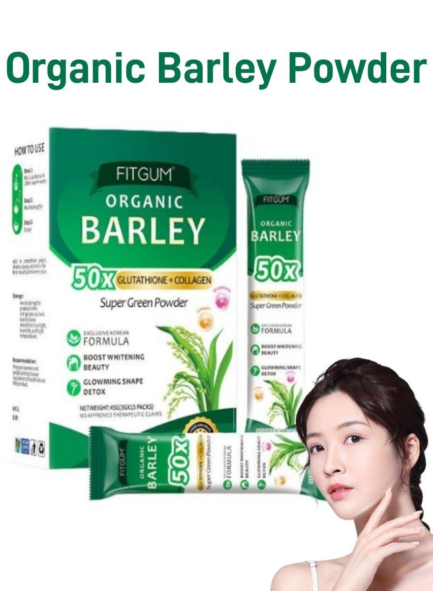 FITGUM Organic Barley Powder, Organic Pure Barley Flour,50X Glutathione ...