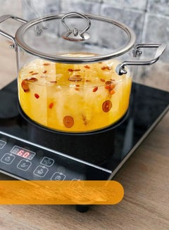 Generic A heatable glass pot with a lid and handle in a beautiful and ...