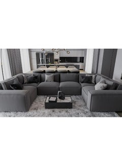 Al Home 7 Seater L-Shape Sofa 380×212×71×65 Cm - Grey KSA | Riyadh, Jeddah