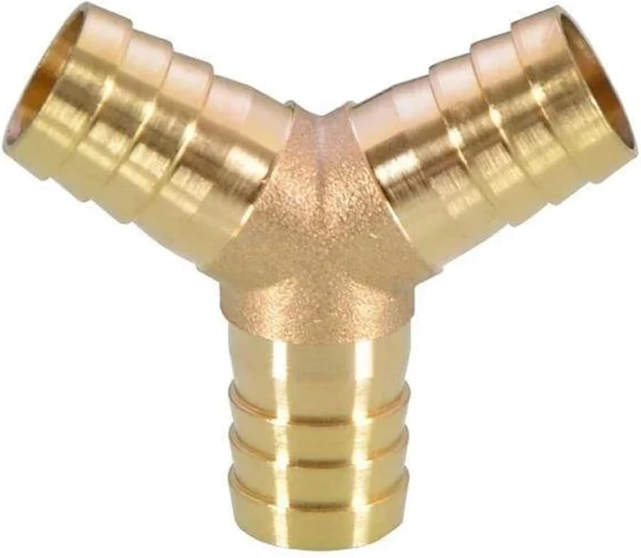 Generic Brass Y Shaped 3 Way Hose Barb Reducer Splitter Connector 10 16 ...