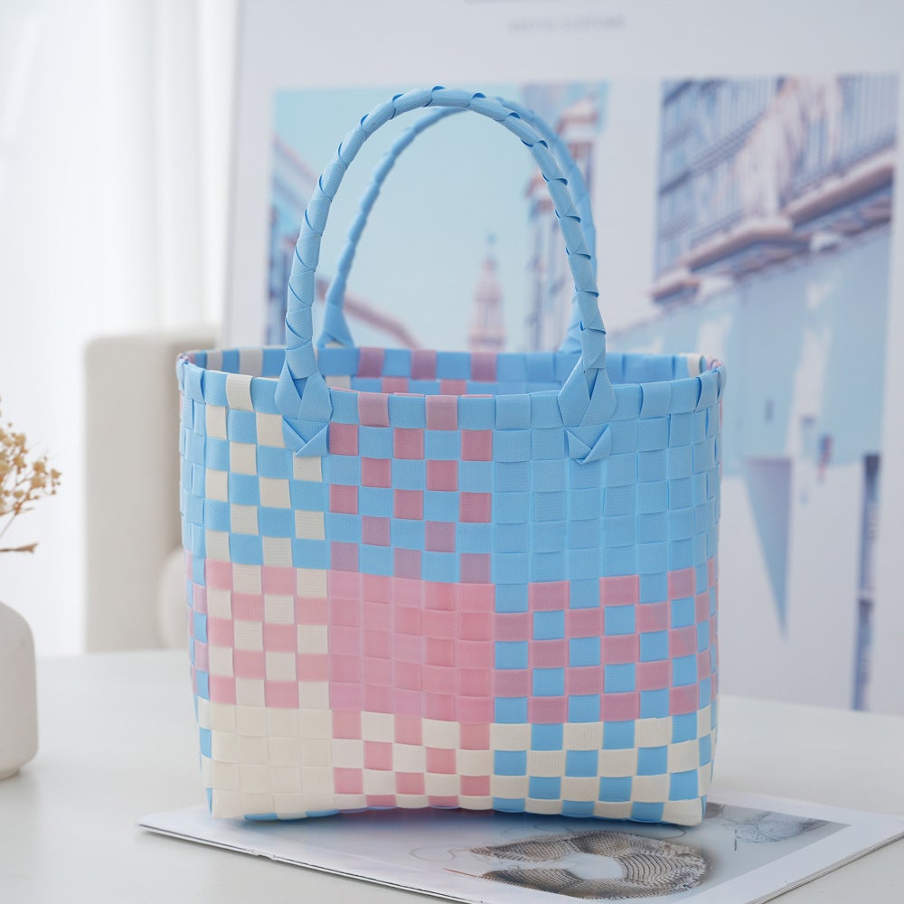 Generic Dopamine Color Plastic Woven Hand Basket Cute Children'S Picnic ...