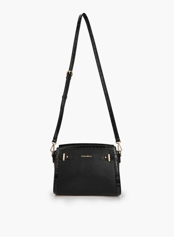 Flora Bella By Shoexpress BLACK Textured Crossbody Bag with Detachable Strap and Zip Closure for ...