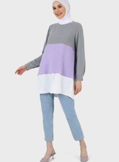 Refka by modanisa Puff Sleeve Color Block Tunic UAE | Dubai, Abu Dhabi