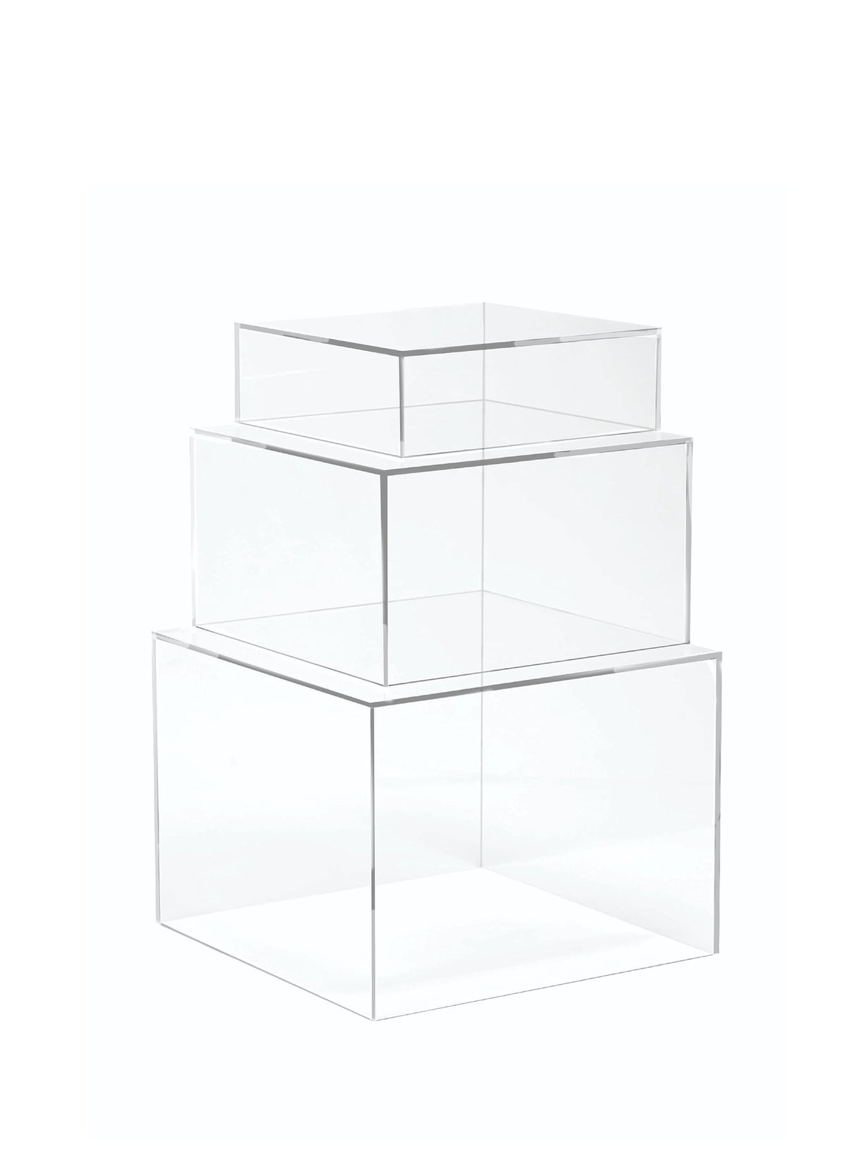SMARTPOINTS Set of 3 Crystal Clear Acrylic Cube Display Nesting Risers ...