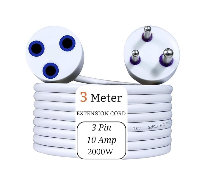 V-YAN Extension Cord 3 Meter 3 Pin Single Outlet Socket Heavy Duty Long ...