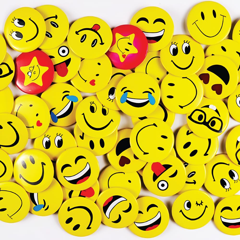 Akki World Smiley Emoji Colourful Expressions Button Pins Badge Metal ...