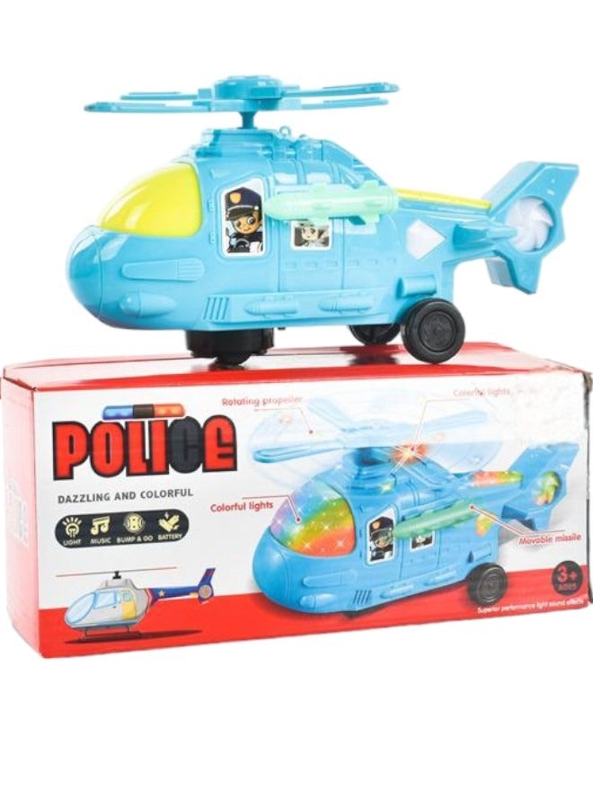Toy Box Battery Operated Police Helicopter Bump and Go Action Aircraft ...