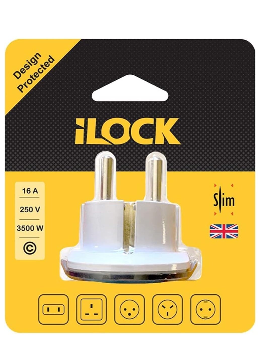 iLOCK Ilock Miko Power Converter from 3 to 2 way socket 16A 250V 3500W ...
