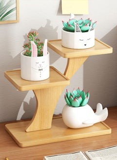 XiuWoo 3-Layer Desktop Wooden Plant Flower Pot Rack Display Stand KSA ...