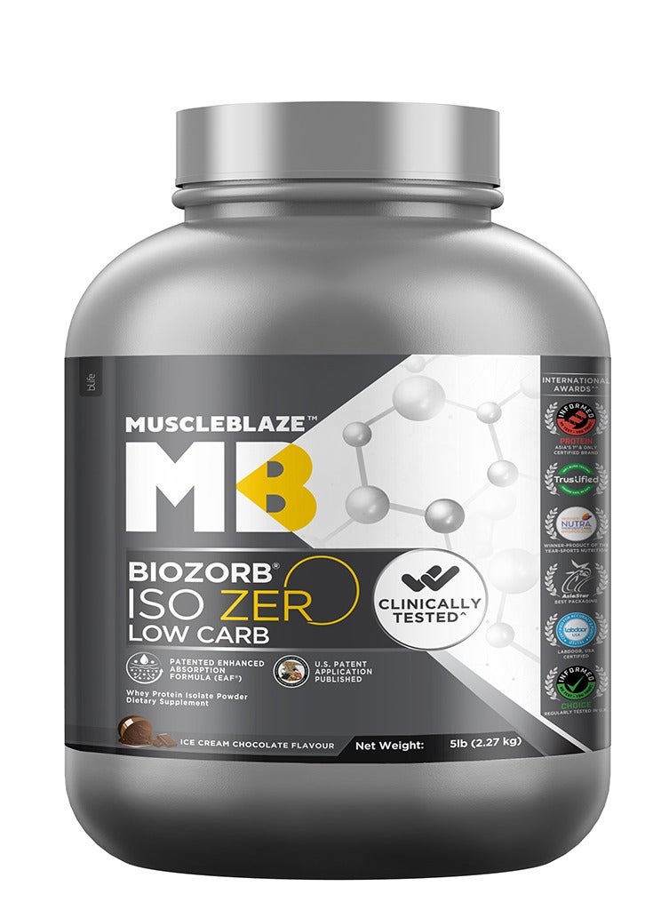 MUSCLEBLAZE MuscleBlaze Biozorb Iso-Zero, Low Carb (Ice Cream Chocolate ...