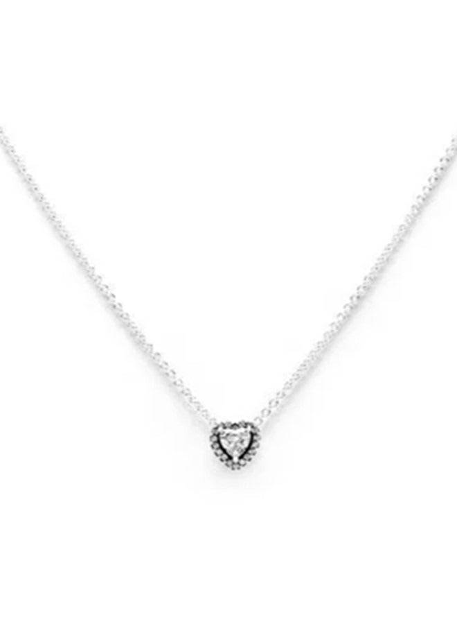 Pandora Violet heart Cubic Zirconia silvery necklace | Best Price UAE ...