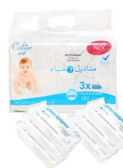 COLIER 99.9% Water & a drop of fruit extract 360 WIPES 6 PACKS OF 60 ...