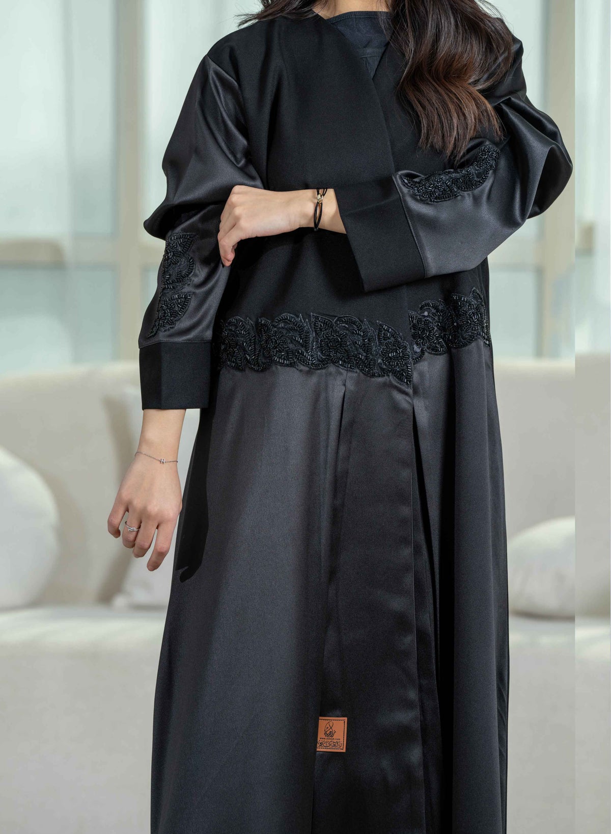 Abaya Zahia Elegant cloche abaya with crystal inserts on the sides and ...