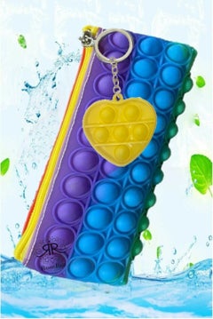 HYD Pop It Push Bubble Fidget Toy Pen Holder Popit Rainbow Pen Box ...