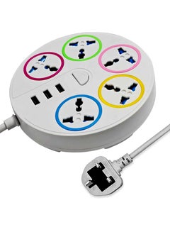 TKOOFN Round Universal Power Extension Cord with 5 Power Plugs and 3 ...