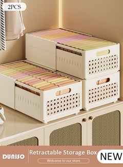 DUNISO 2 Pack Retractable Storage Box, Adjustable Expandable Storage ...