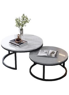 AGD Modern Nesting Round Coffee Table Set of 2 Pieces for Living Room ...
