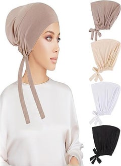 GUDOO 4 Pcs Women Hijab Undercap, Islamic Under Hijab Cap Inner Under ...