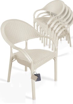 Nar Sokağı Modern 6 Piece Bamboo Rattan Armchair Chair Set of 6 ...