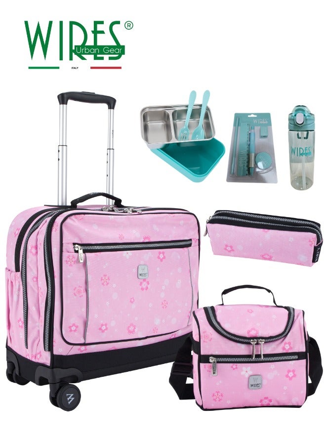 Wires 3 Piece Kids School Trolley Bag laptop compartment 8 Wheels With ...