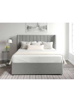 Homzmart Swedish wood and Linen Single Bed 200x120x145 cm - Grey KSA ...