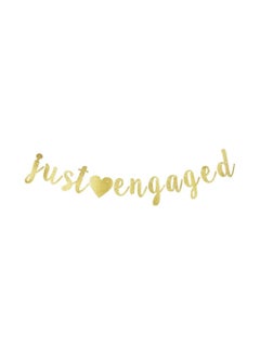 Generic Just Engaged Banner, Engagement Party Gold Glitter Paper Sign ...