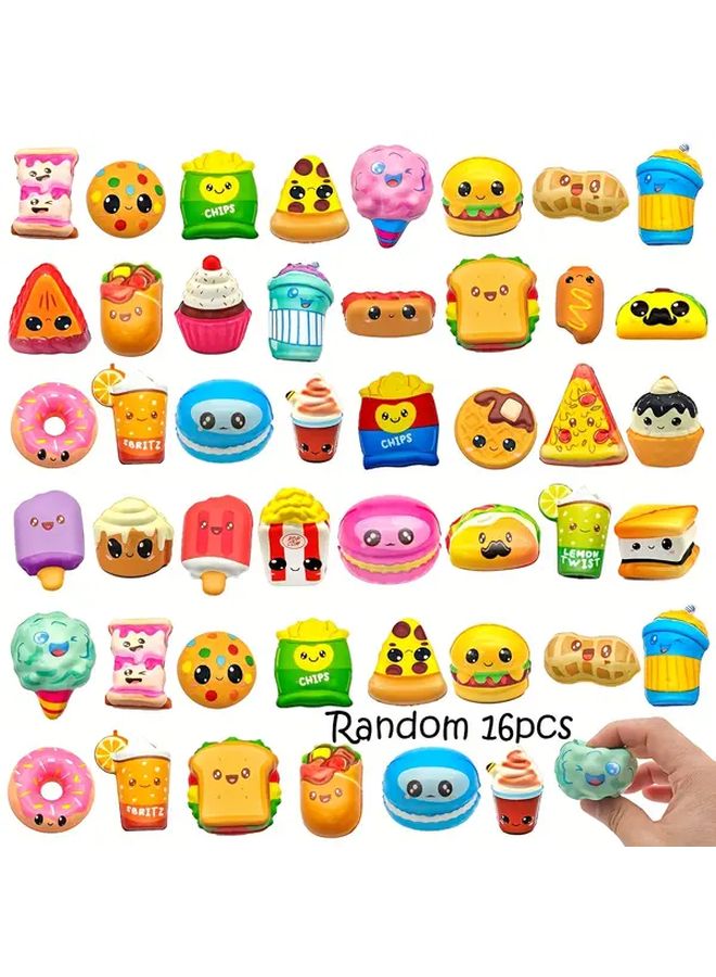 Generic 16 Pcs Sweet Squishies Toys Bulk Kawaii Food Theme Stress ...