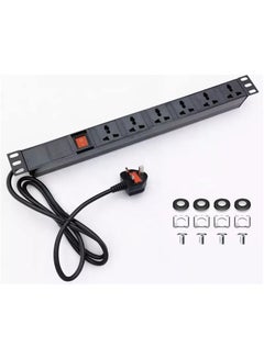 AL RAID 1U Rack-Mounted 6-Unit 13A UK Plug PDU Power Strip Network Cabinet Rack Socket 2M ...