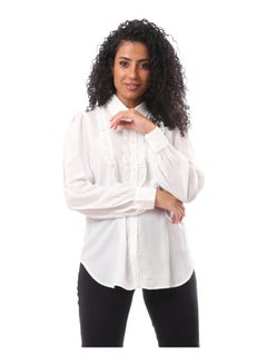 MERCH Puffy Sleeves Soft Georgette Blouse With Ruffle -White Egypt ...