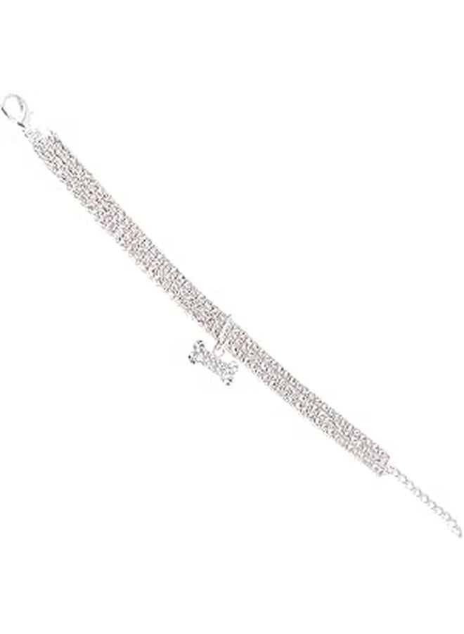Generic Adjustable White Crystal Dog Collar with Rhinestone Bone ...