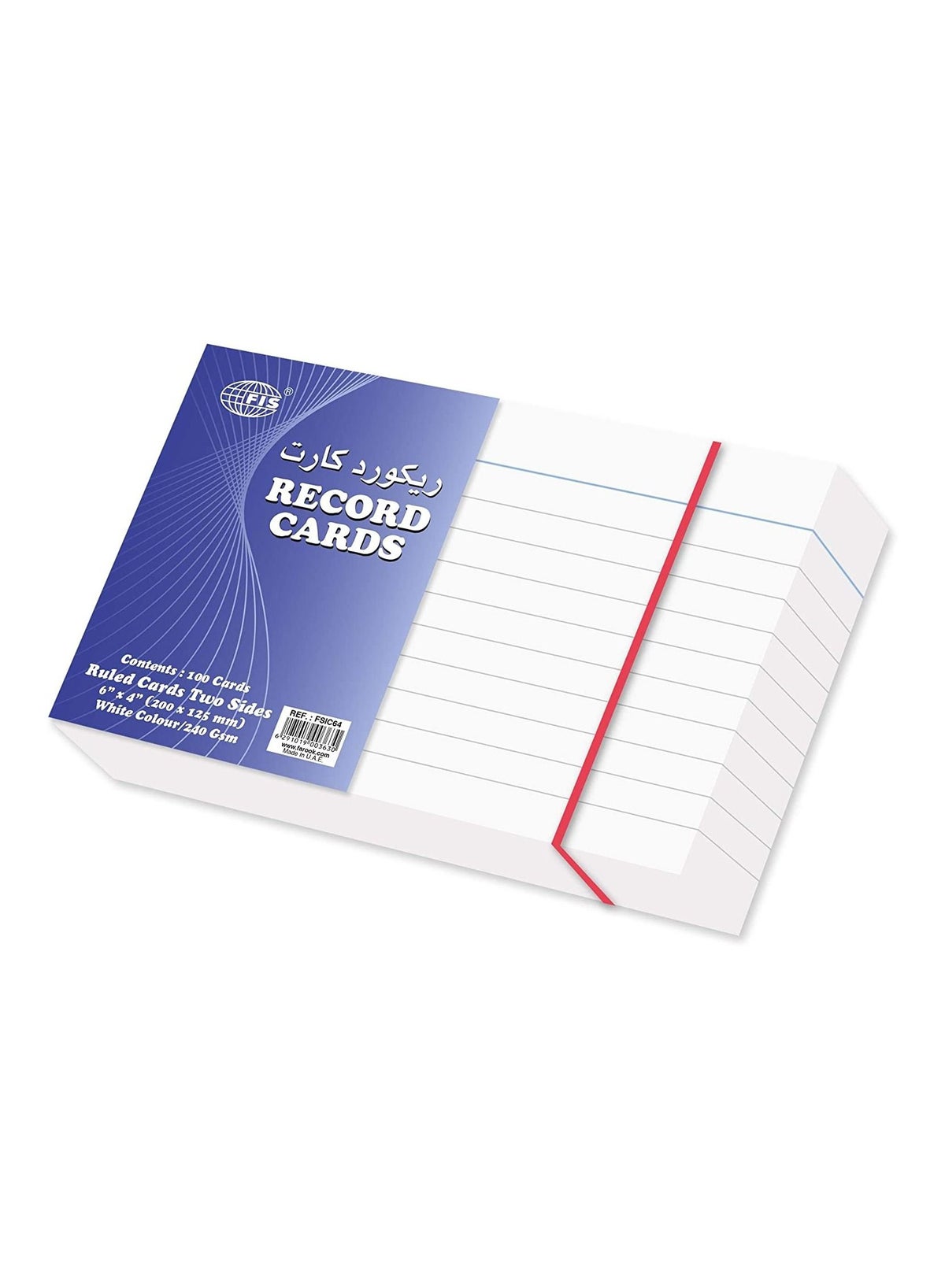 FIS FIS Ruled Record Card White 240 gsm, 6 x 4 inch - FSIC64, Pack of ...