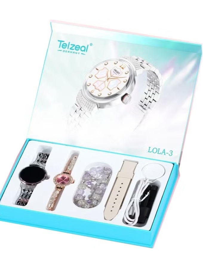 Telzeal Lola 3 Ladies Smartwatch – Stylish Round Analog Design, Wireless Charging, Elegant ...