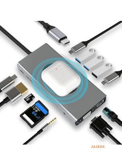 JAJEEK 13-in-1 USB C Docking Station with Wireless Charging, 4K HDMI ...