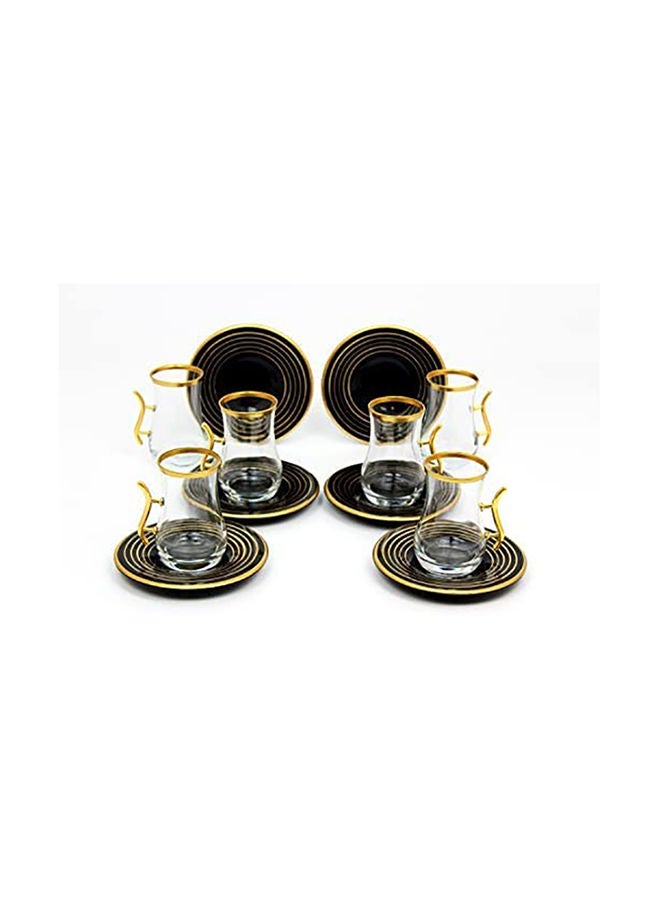 BLACKSTONE Tea Set with Saucer, Elegant Turkish Estikana Cups for Tea ...