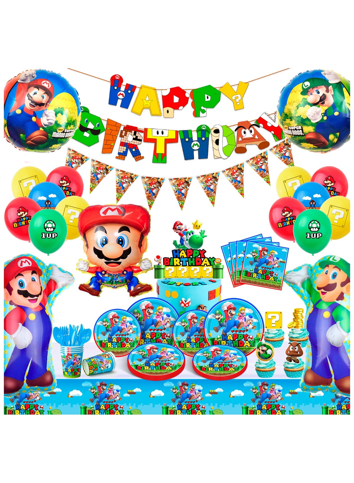 FRUITFUL PARTY Super Mario Birthday Party Decorations for 10 Guests ...