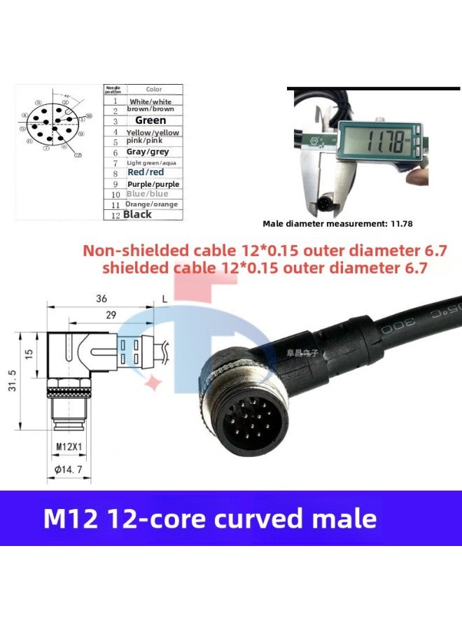 Generic Aviation Plug M12-4 Core 5 Core 8 Core Belt Line 2 Meters ...