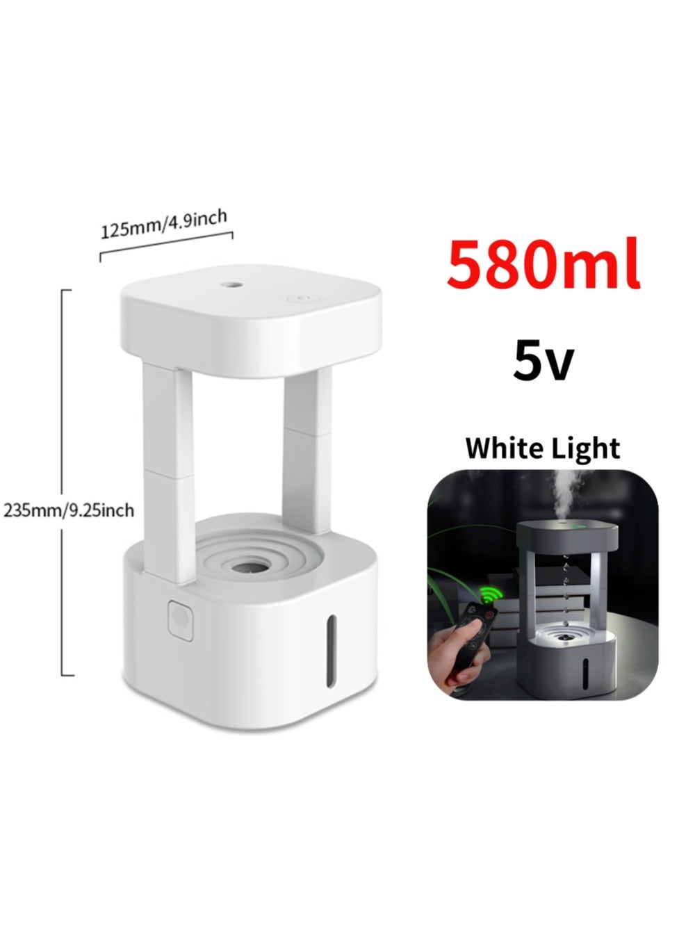 Generic Portable Electric Humidifier, 580ml Anti-gravity Water Drop ...