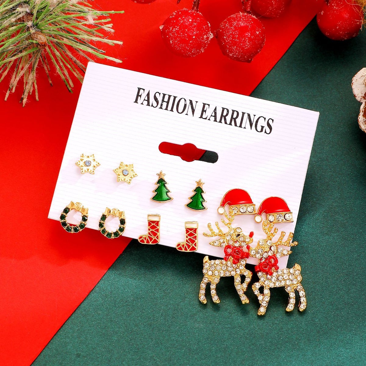 Generic 2025 Christmas Card Earrings Set Santa Claus Snowflake ...