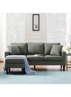 Homzmart Swedish Wood & Linen L-Shape Sofa - Grey KSA | Riyadh, Jeddah