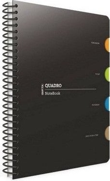 Gıpta Quadro A4 Spiral Squared Notebook with 4 Separators and Plastic ...