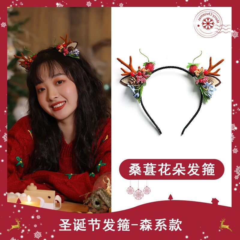Generic 2023 New Christmas Headwear Elk Horn Pair Hairband Adult Mori ...